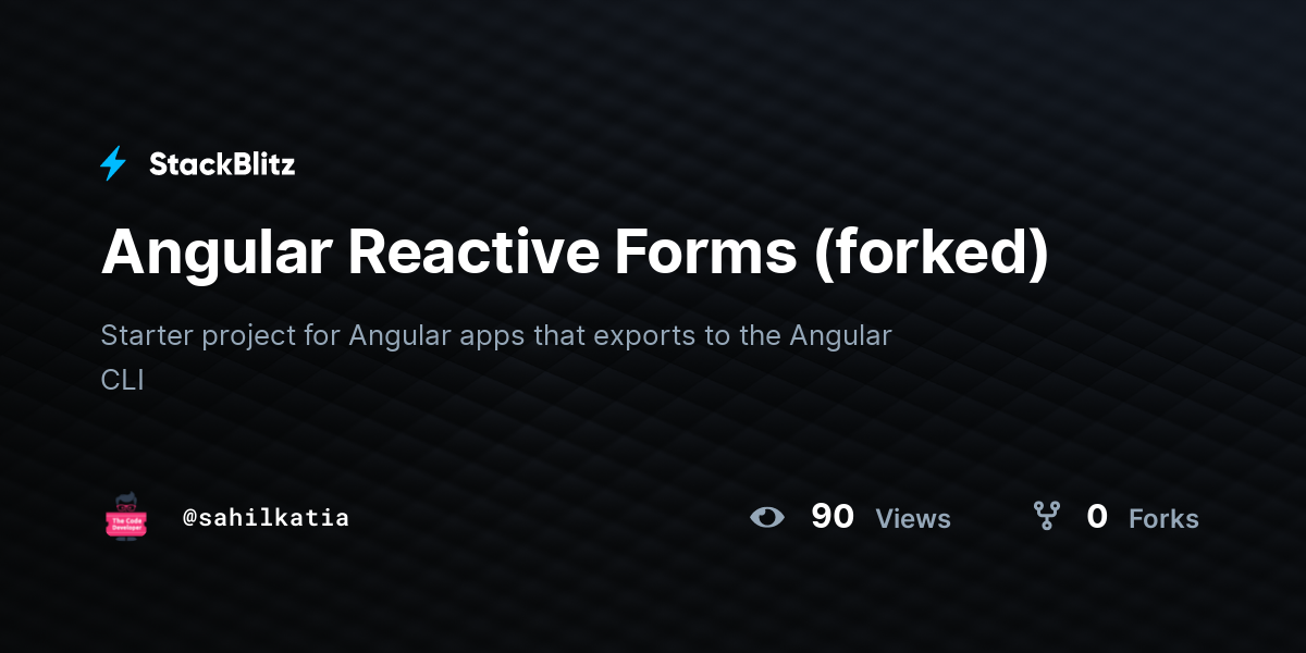 Angular Reactive Forms (forked) - StackBlitz