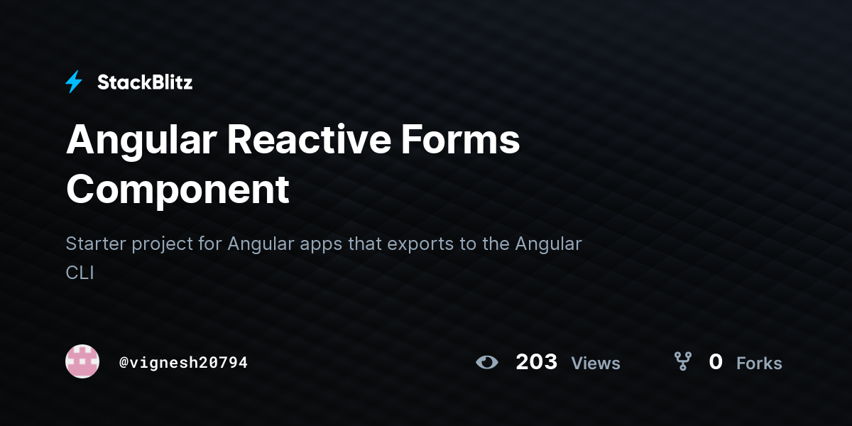 Angular Reactive Forms Component - StackBlitz