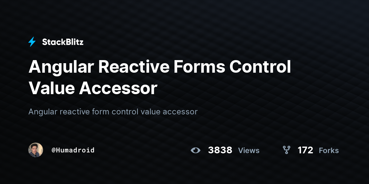 Angular Reactive Forms Control Value Accessor Stackblitz