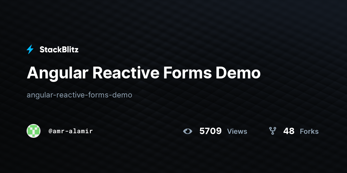 Angular Reactive Forms Demo - StackBlitz
