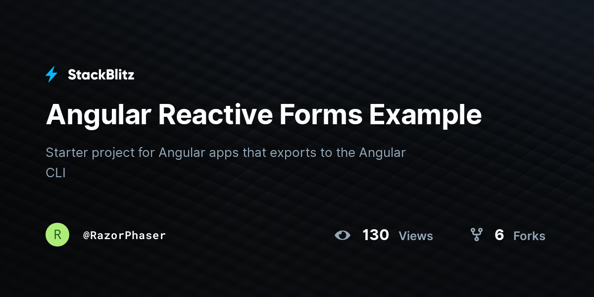 Angular Reactive Forms Example - StackBlitz