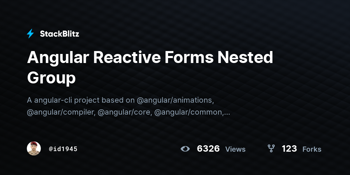 Angular Reactive Forms Nested Group - StackBlitz
