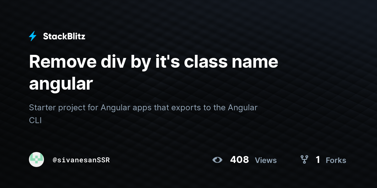 Remove div by it's class name angular - StackBlitz