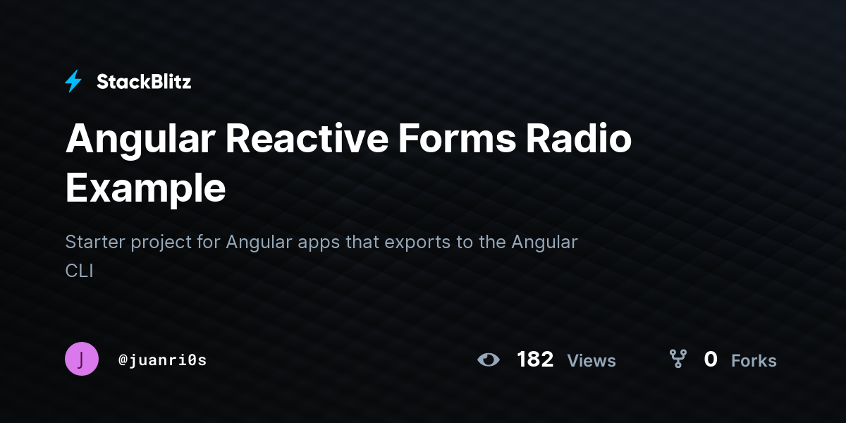 Angular Reactive Forms Radio Example - StackBlitz