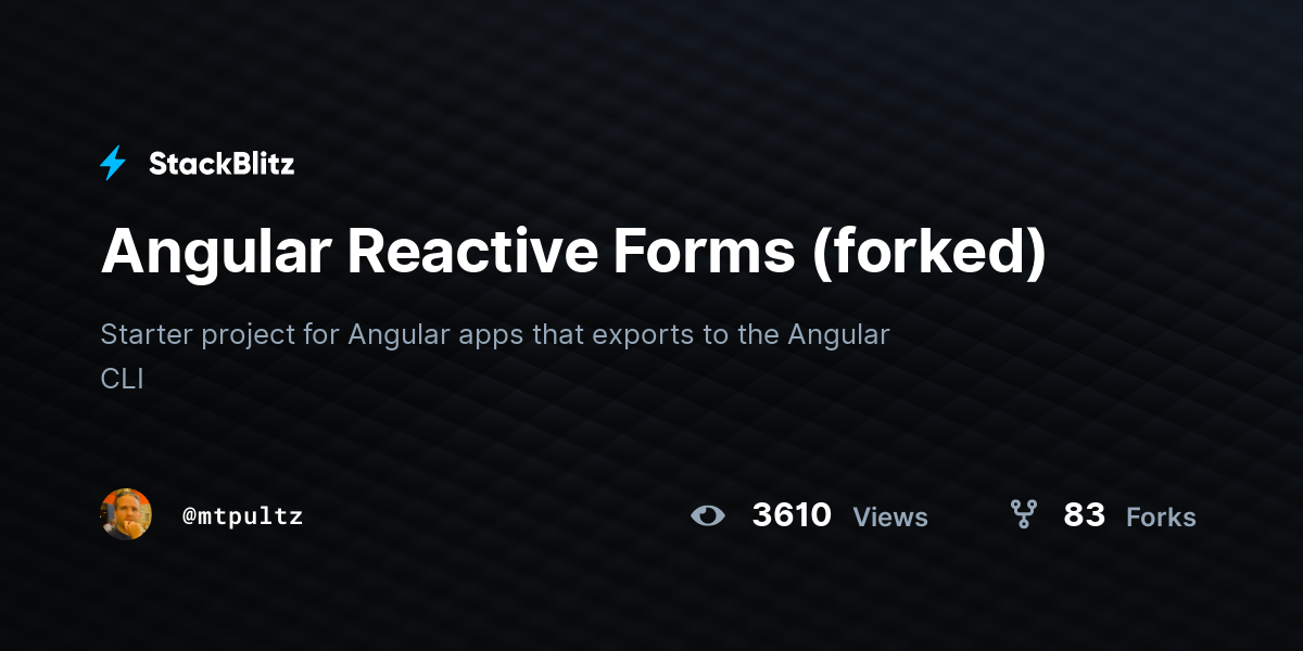 Angular Reactive Forms (forked) - StackBlitz