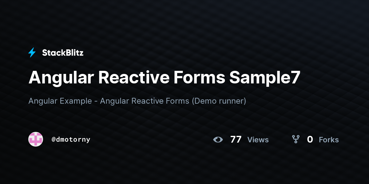 Angular Reactive Forms Sample7 - StackBlitz