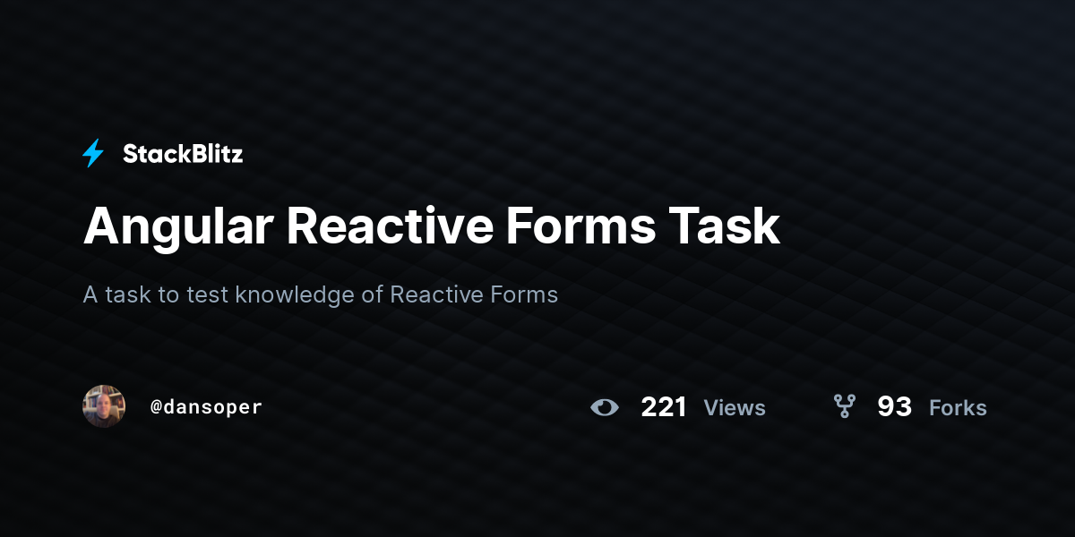 Angular Reactive Forms Task - StackBlitz