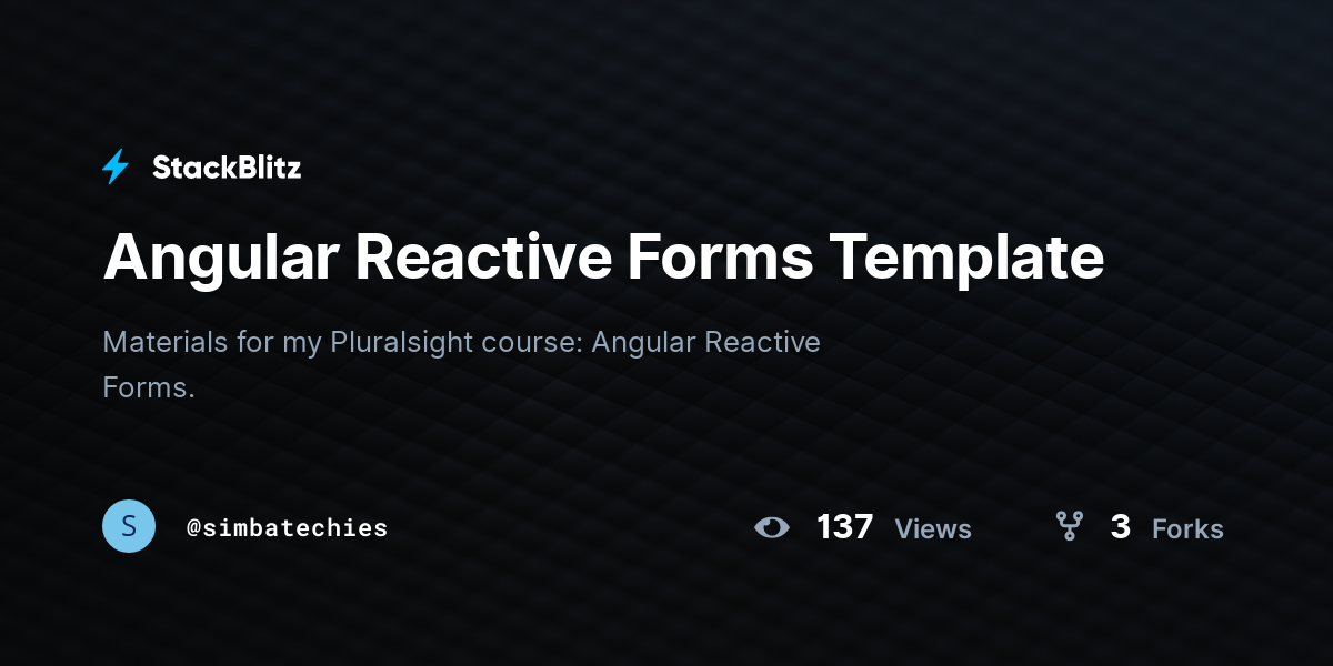 Angular Reactive Forms Template StackBlitz