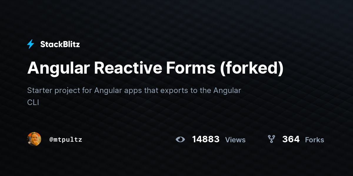 Angular Reactive Forms (forked) - StackBlitz