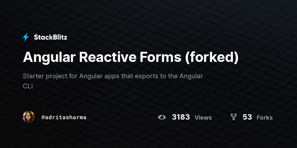 Angular Reactive Forms (forked) - StackBlitz