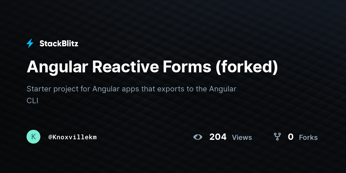 Angular Reactive Forms (forked) - StackBlitz