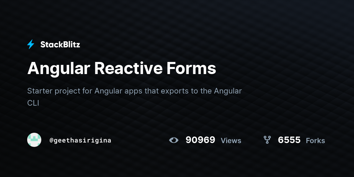 Angular Reactive Forms - StackBlitz