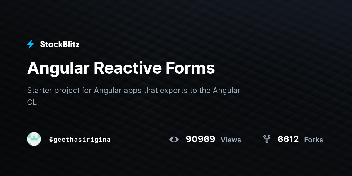 Angular Reactive Forms - StackBlitz