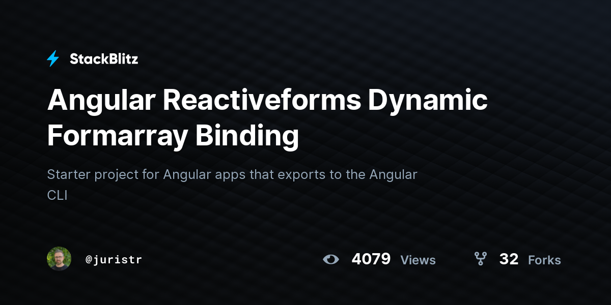 Angular Reactiveforms Dynamic Formarray Binding - StackBlitz