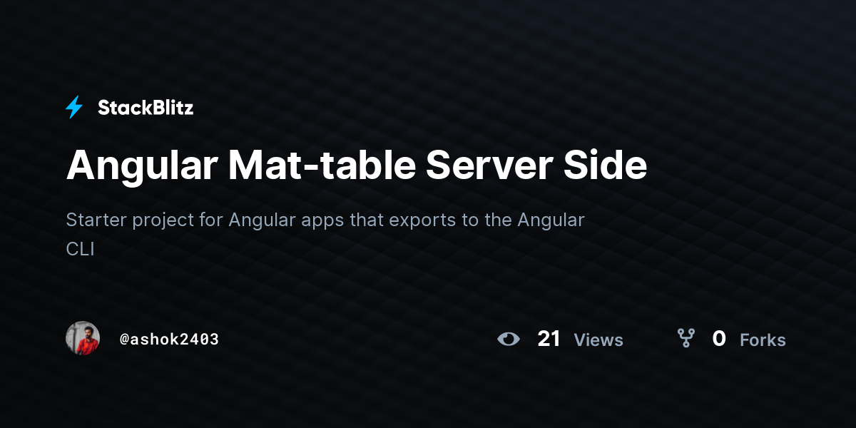 Angular Mat-table Server Side - StackBlitz Angular Mat-table Server Side - StackBlitz