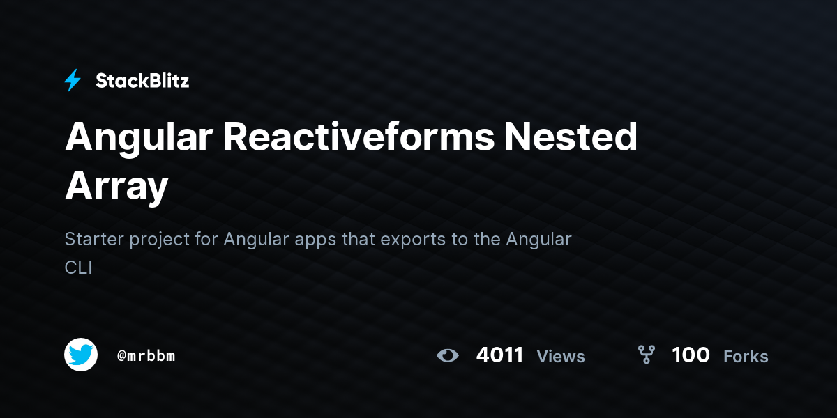 Angular Reactiveforms Nested Array - StackBlitz