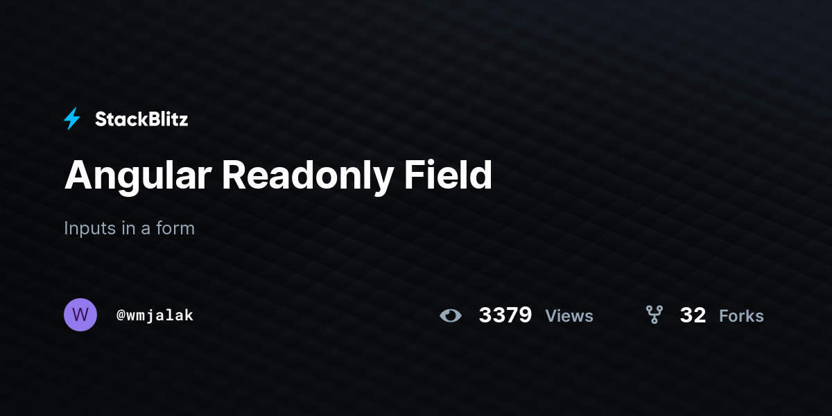 Angular Readonly Field - StackBlitz