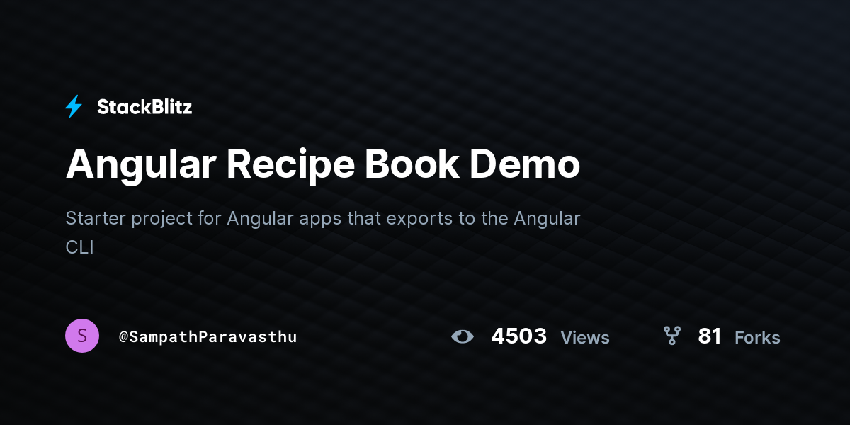 Angular Recipe Book Demo - StackBlitz