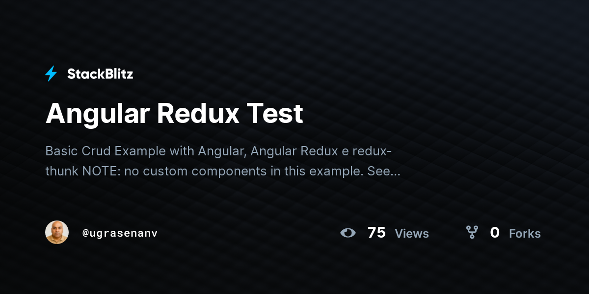 Angular Redux Test - StackBlitz Angular Redux Test - StackBlitz