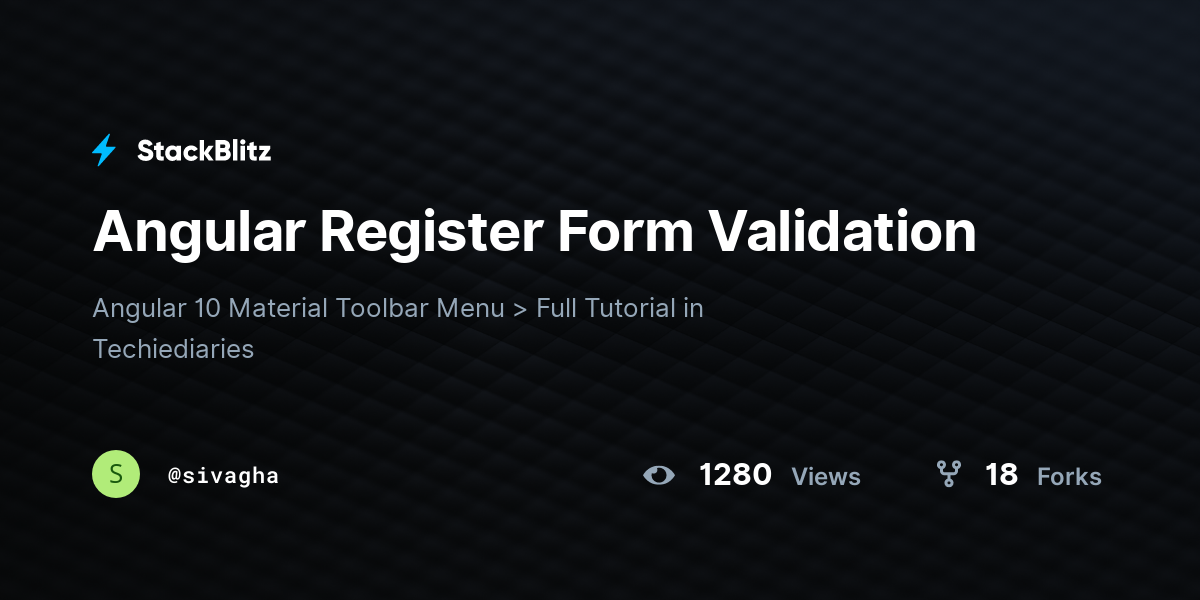 Angular Register Form Validation - StackBlitz