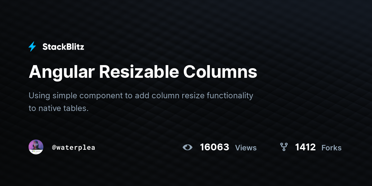 Angular Resizable Columns Stackblitz