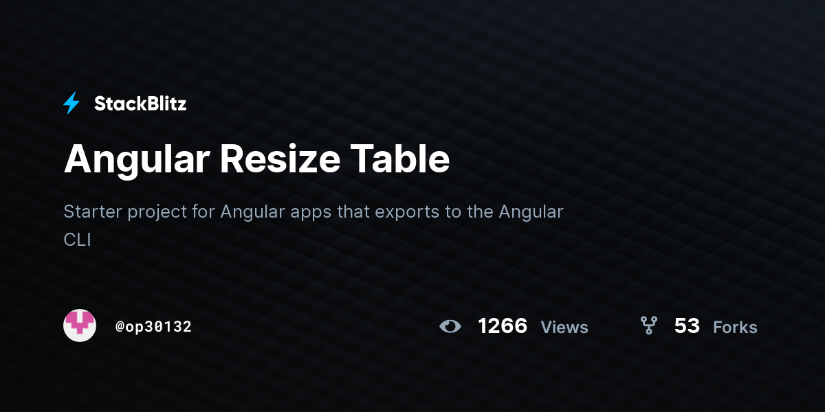 Angular Resize Table - StackBlitz