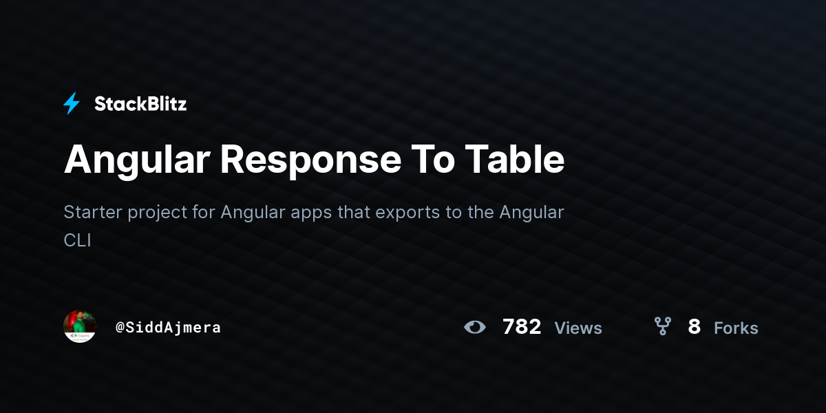 Angular Response To Table - StackBlitz
