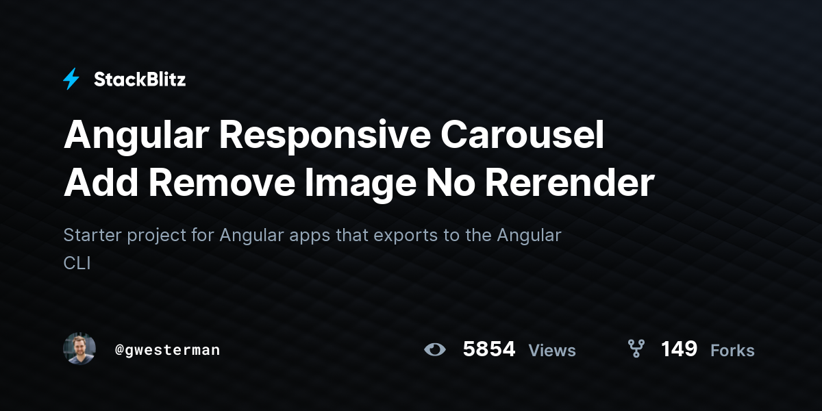 Angular Responsive Carousel Add Remove Image No Rerender - StackBlitz Angular Responsive Carousel Add Remove Image No Rerender - StackBlitz