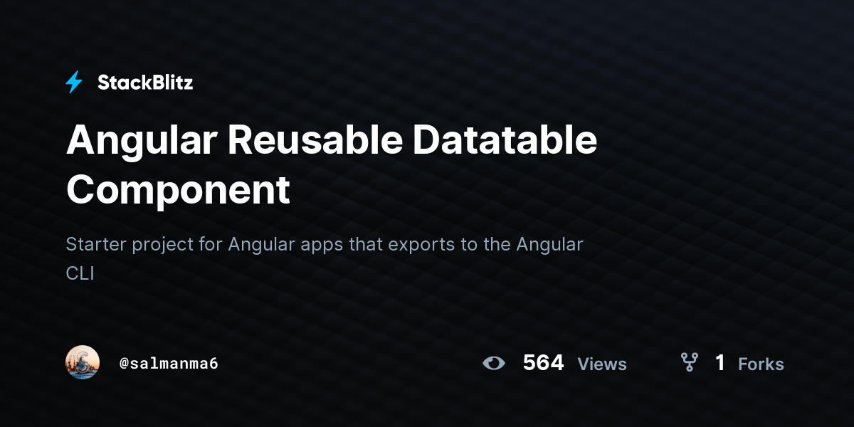 Angular Reusable Datatable Component - StackBlitz