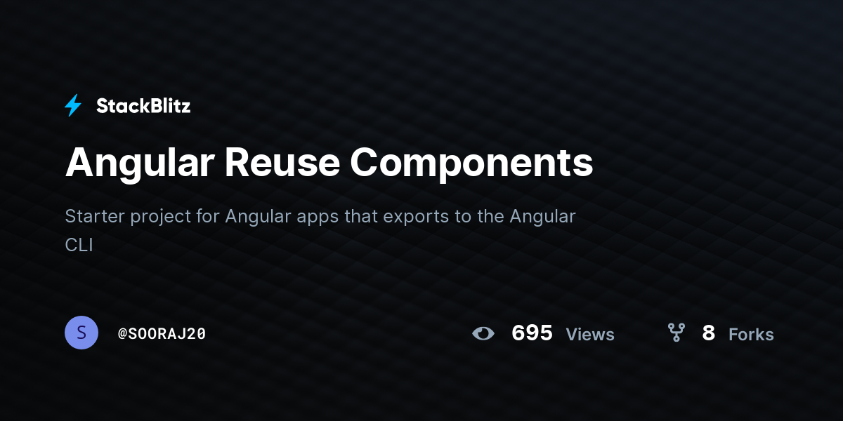 Angular Reuse Components - StackBlitz Angular Reuse Components - StackBlitz