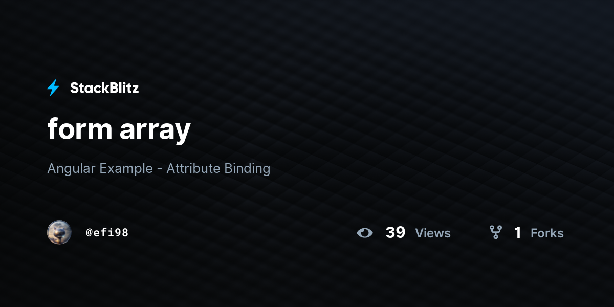 form array - StackBlitz form array - StackBlitz