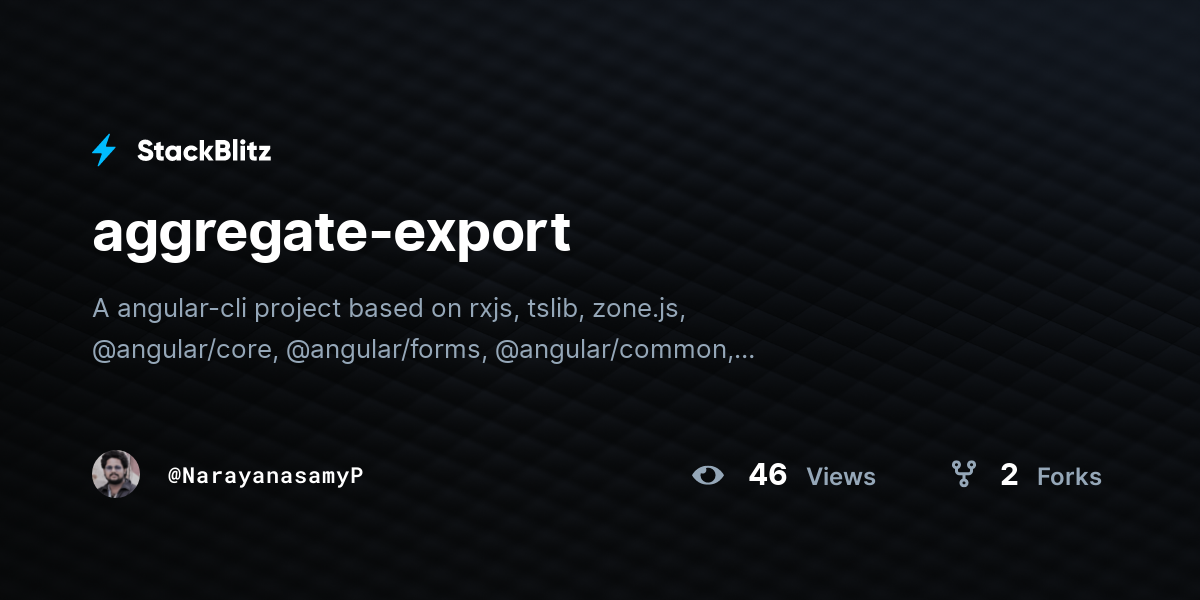 Aggregate Export Stackblitz 