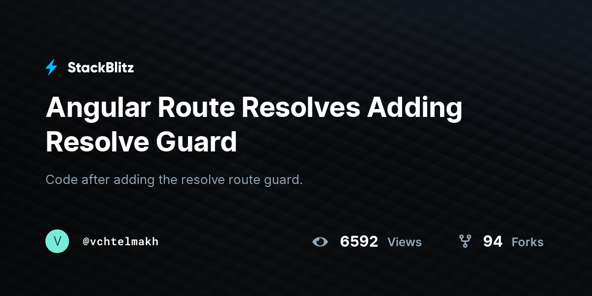 Angular Route Resolves Adding Resolve Guard - StackBlitz