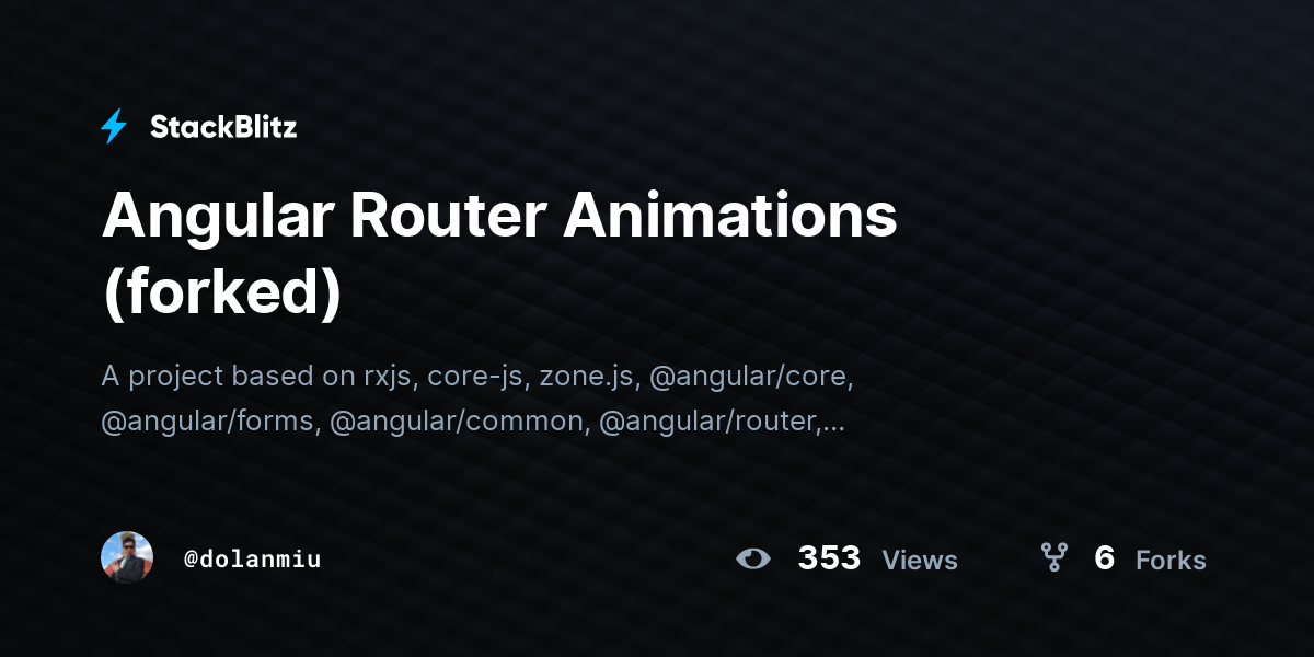 Angular Router Animations (forked) - StackBlitz