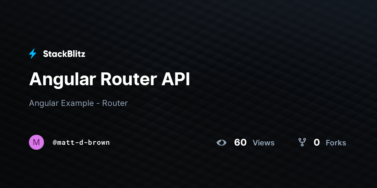 Angular Router API - StackBlitz