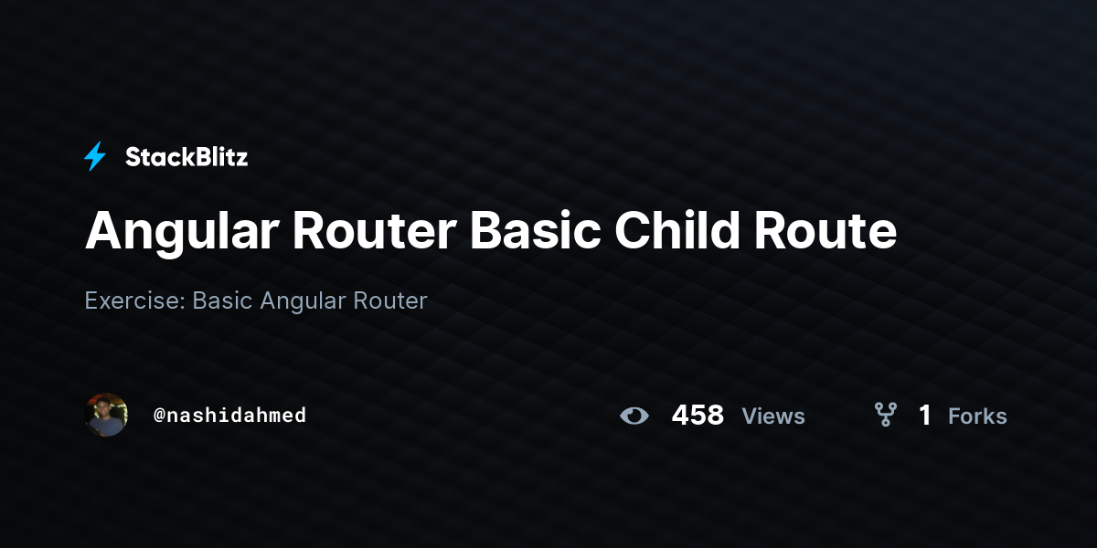 Angular Router Basic Child Route Stackblitz