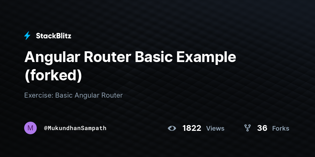 Angular Router Basic Example (forked) - StackBlitz