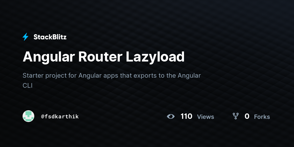 Angular Router Lazyload - StackBlitz