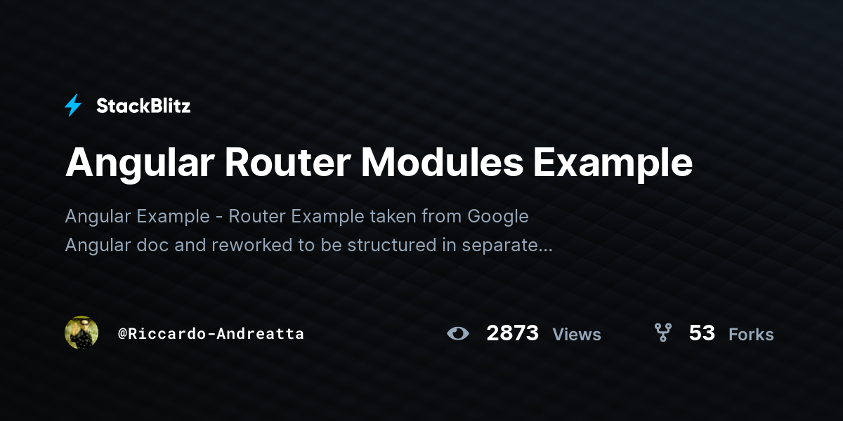 Angular Router Modules Example - StackBlitz
