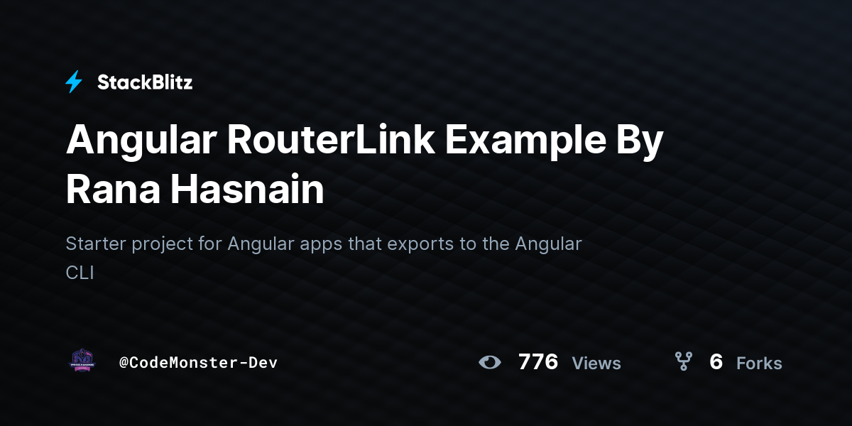 Angular RouterLink Example By Rana Hasnain - StackBlitz