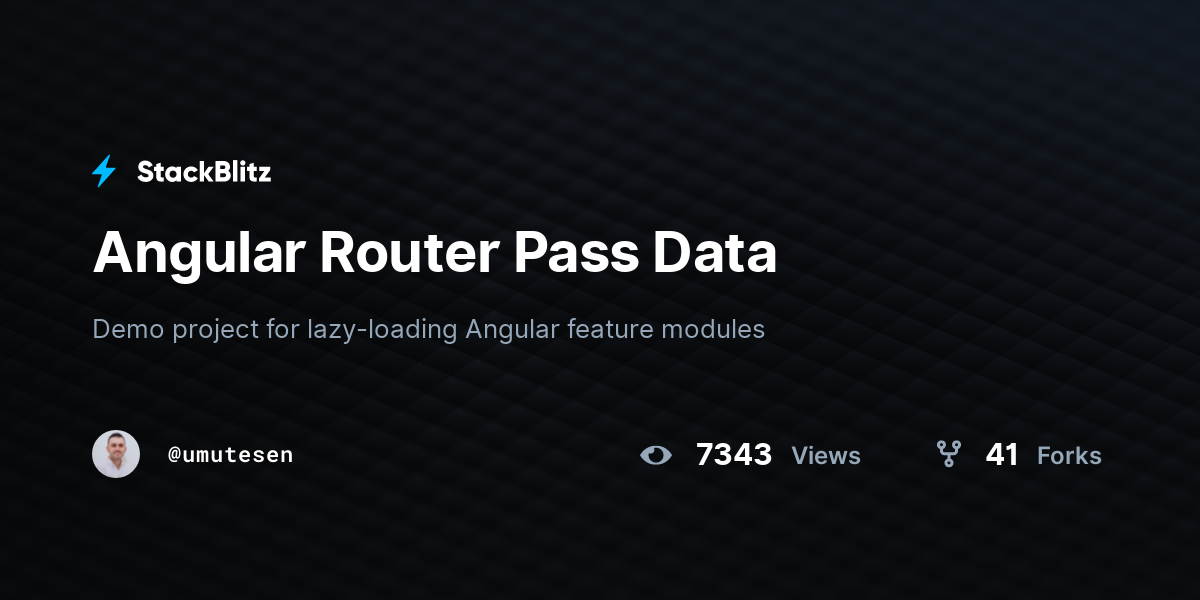 Angular Router Pass Data - StackBlitz