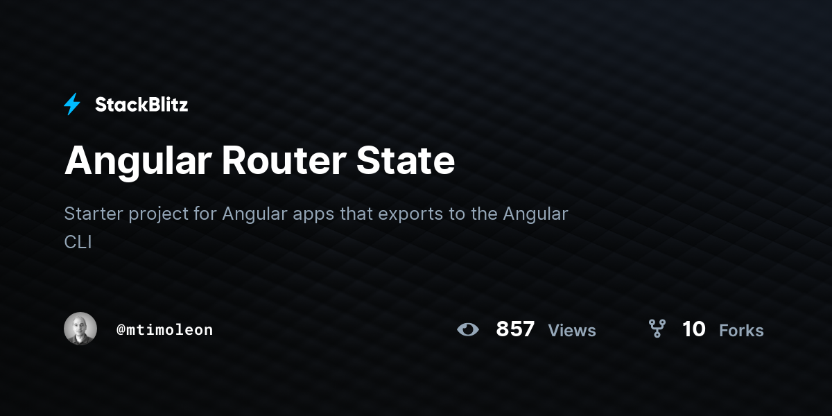 Angular Router State - StackBlitz