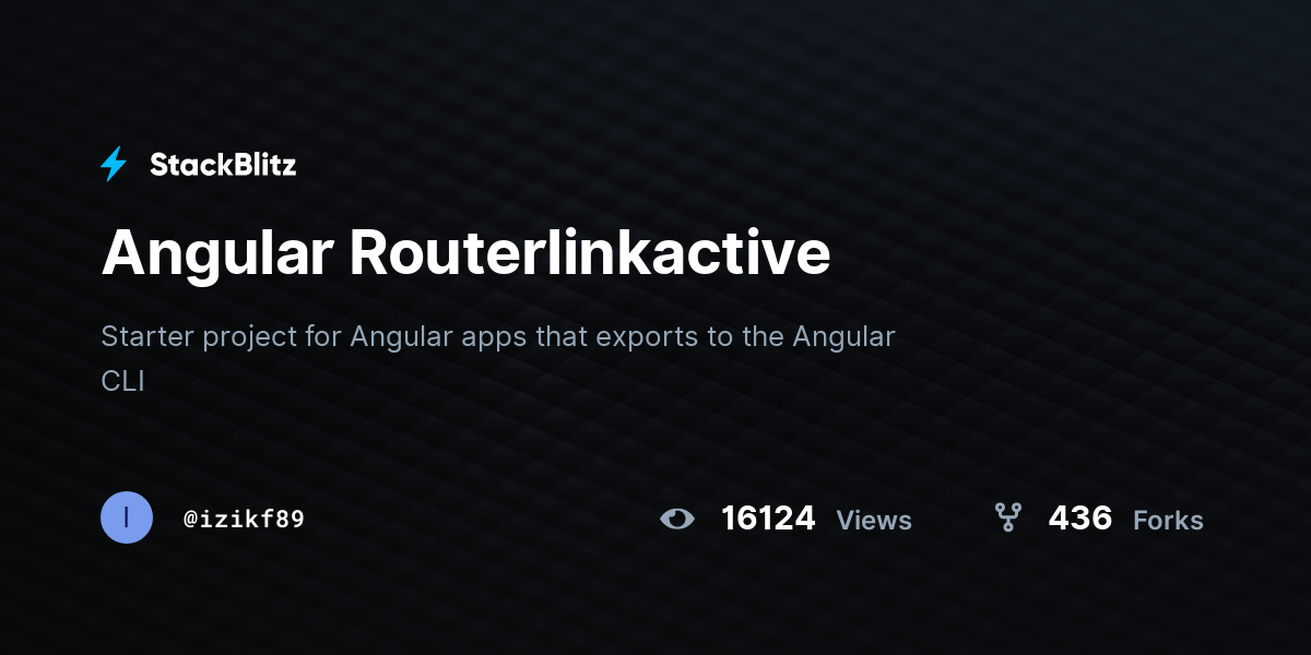 Angular Routerlinkactive - StackBlitz