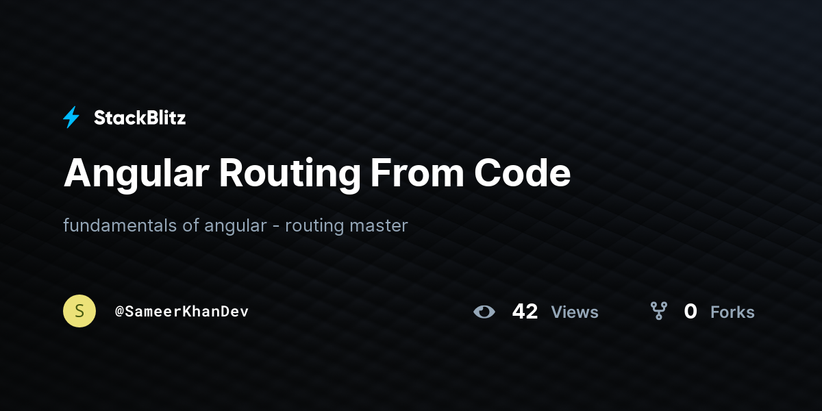 Angular Routing From Code - StackBlitz