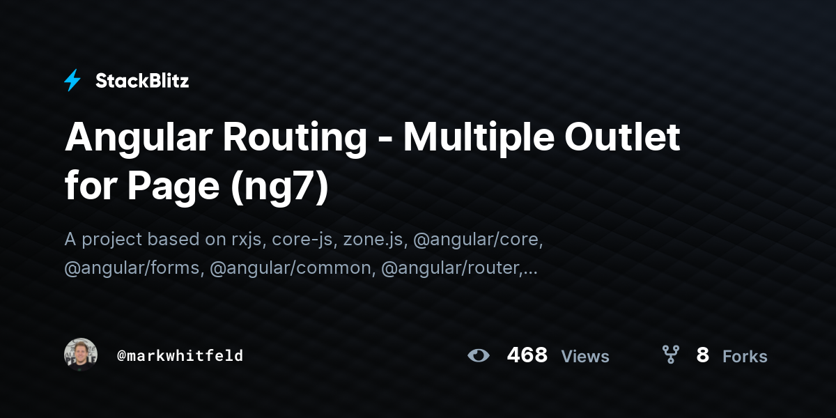 Angular Routing - Multiple Outlet for Page (ng7) - StackBlitz