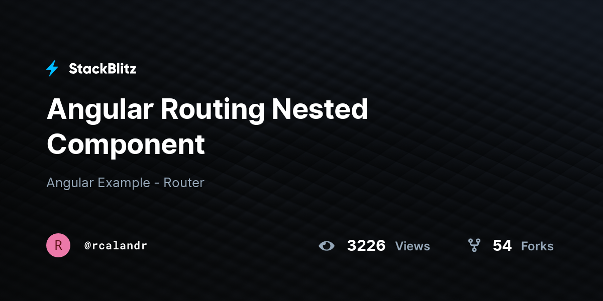 Angular Routing Nested Component - StackBlitz