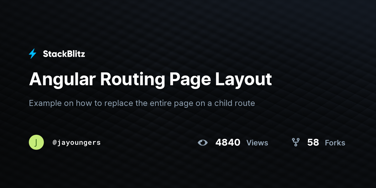Angular Routing Page Layout - StackBlitz
