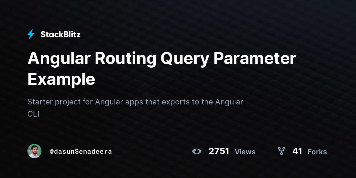 Angular Routing Query Parameter Example - StackBlitz
