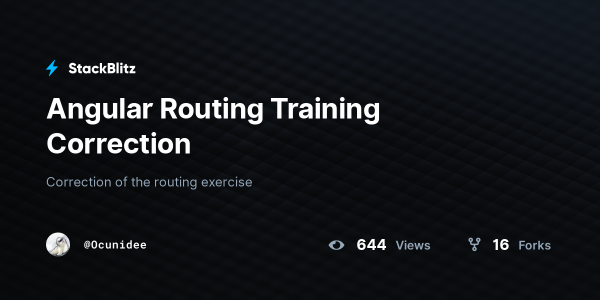 Angular Routing Training Correction - StackBlitz