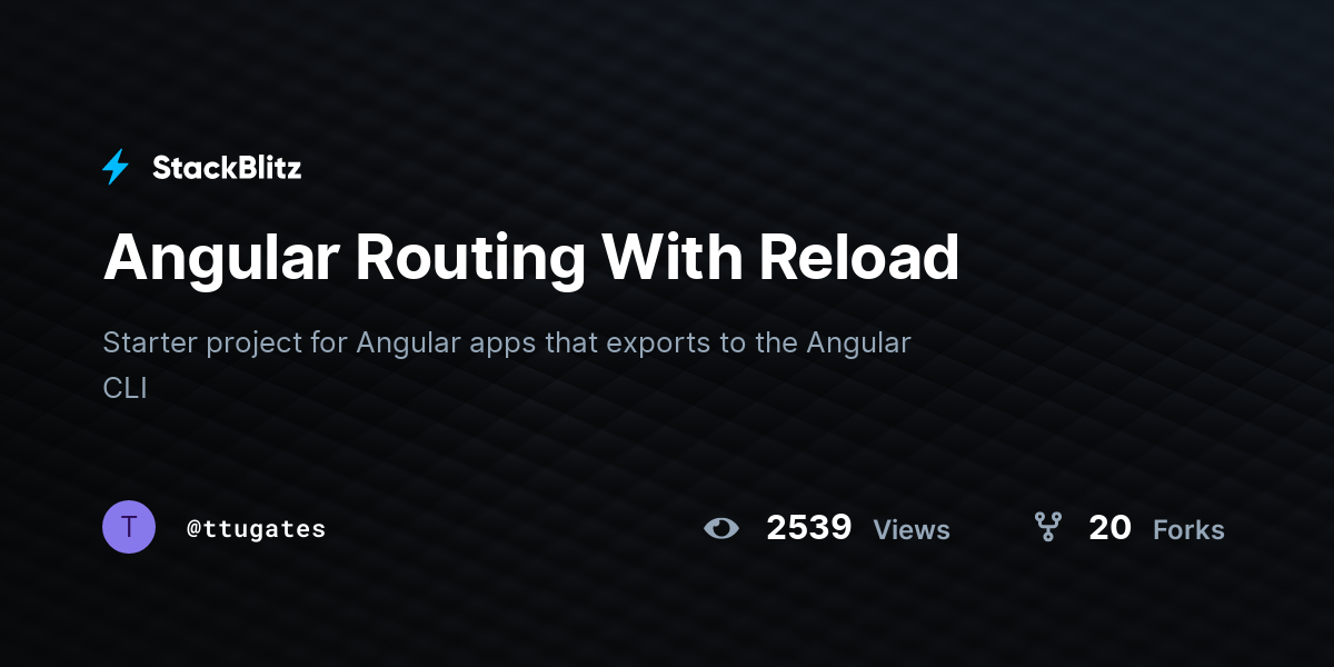 Angular Routing With Reload - StackBlitz